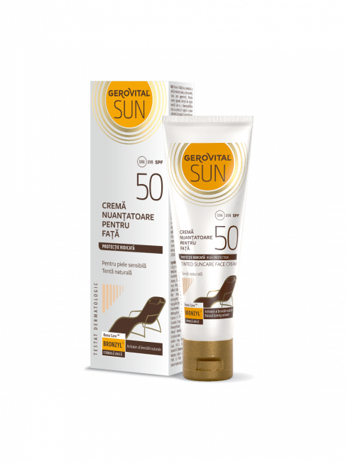 Cremă nuanțatoare față SPF 50 cu pigmenți naturali | Gerovital SUN