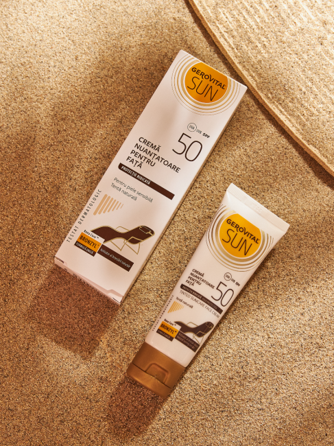 Cremă nuanțatoare față SPF 50 cu pigmenți naturali | Gerovital SUN